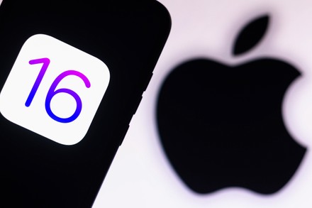 This Photo Illustration Ios 16 Logo Editorial Stock Photo - Stock Image ...