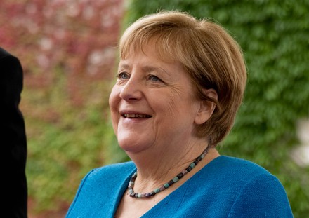 German Chancellor Angela Merkel Welcomes Lithuanian Editorial Stock ...