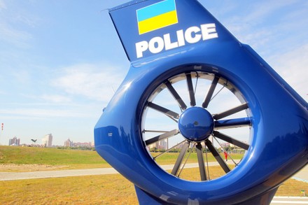 Steering Propeller Police Helicopter Seen During Editorial Stock Photo ...
