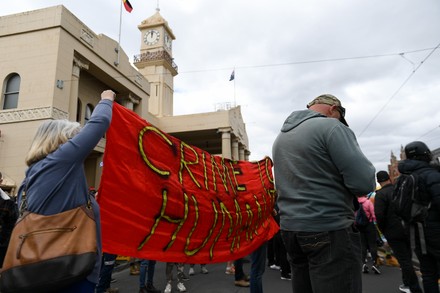 Protester Sign Saying Crime Against Humanity Editorial Stock Photo ...