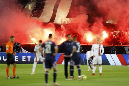 Paris Saintgermain Fans Light Flares During Editorial Stock Photo ...