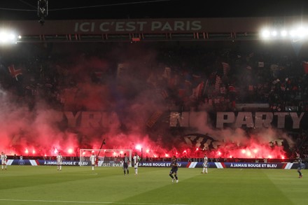 Paris Saintgermain Fans Light Flares During Editorial Stock Photo ...