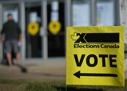Election Canada Sign Visible Front Polling Editorial Stock Photo ...