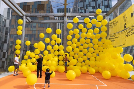 Visitors Play Rooftop Basketball Court Brightly Editorial Stock Photo ...