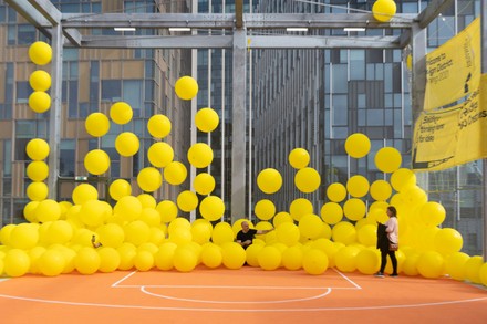 Visitors Play Rooftop Basketball Court Brightly Editorial Stock Photo ...
