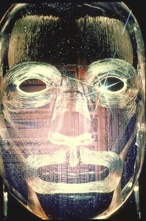 Human Face Overcomputer Circuitry Symbolize Computerhuman - Foto de ...