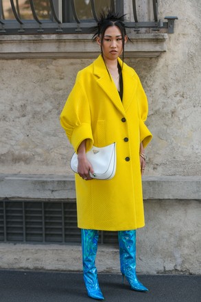 Jaime Xie Street Style Prada Fashion Editorial Stock Photo - Stock ...