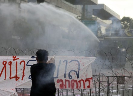 Antigovernment Protester Fire Fireworks Police Water Editorial Stock ...