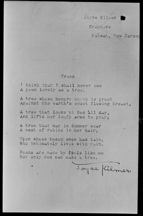 Copy Poem Trees By Joyce Kilmer Editorial Stock Photo - Stock Image ...