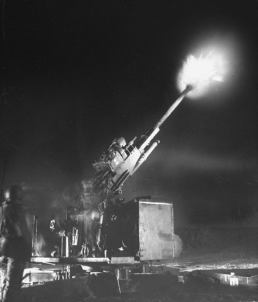 Firing Gun Night Showing Explosions Lighted Editorial Stock Photo ...
