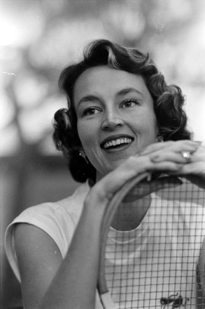 Carole Tregoff Holding Tennis Rocket During Editorial Stock Photo ...