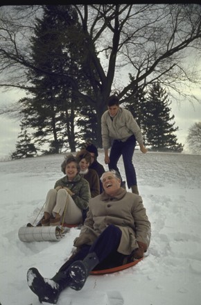 George Romney Family Sledding Snow Bloomfield Editorial Stock Photo ...