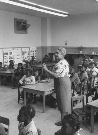 Africanamerican Students Teacher Classroom Segregated School Editorial ...