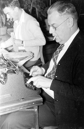 Britishamerican News Commentator Boake Carter Reading Editorial Stock ...
