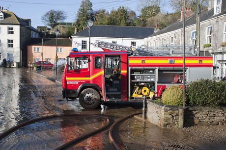 Fire Engine Pumping Out Water Flooded Editorial Stock Photo - Stock ...