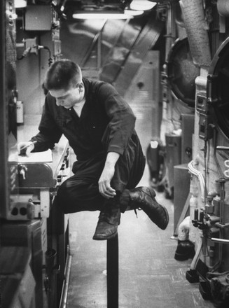 Navy Crewman Studying Papers Aboard Us Editorial Stock Photo - Stock ...