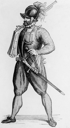 Drawing Arquebusier Xvi Century Holding Arquebus Editorial Stock Photo ...