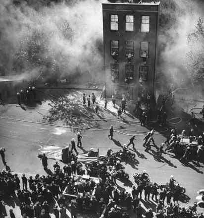 Firemen Giving Fire Fighting Demonstration During Editorial Stock Photo ...