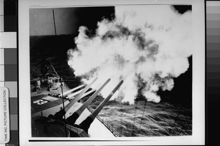Uss Missouri Firing 16inch Shells 3gun Editorial Stock Photo - Stock ...