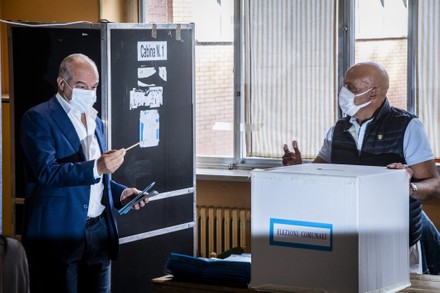 Municipal election, Enrico Michetti to vote, Rome, Italy - 03 Oct 2021 ...
