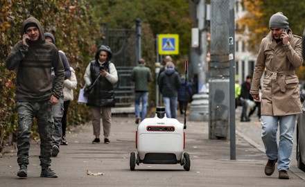 The robot courier Rover of Yandex company, Moscow, Russian Federation ...