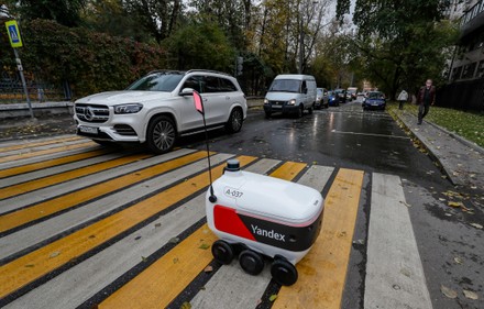 Robot Courier Yandex Rover Delivers Food Editorial Stock Photo - Stock ...