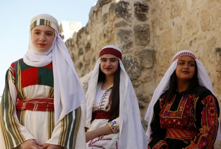 Palestinian Girls Wear Traditional Dresses Attended Editorial Stock ...