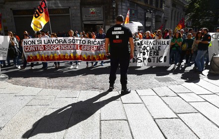 Anti-Green Pass protest in Genoa, Italy - 11 Oct 2021 Stock Pictures ...