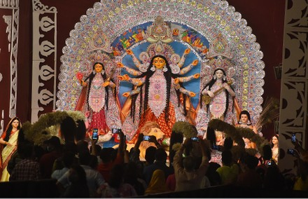 Priest Performs Rituals Community Pandal During Editorial Stock Photo ...