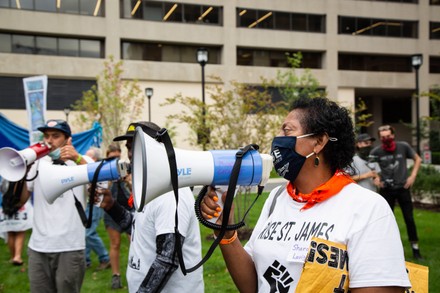 Protesters Speak Through Megaphones During Demonstration Editorial ...