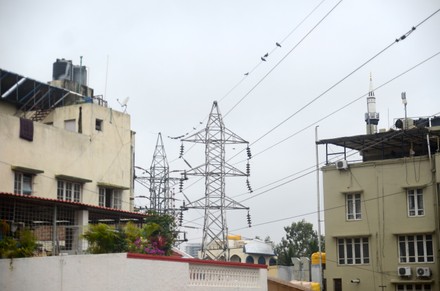 High Voltage Power Lines Pictured Bangalore Editorial Stock Photo ...