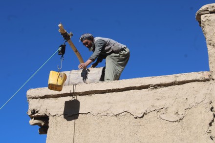 Displaced Man Rebuilds Damaged House After Editorial Stock Photo ...