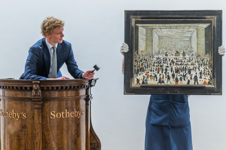 L.S. Lowry 'The Auction' at Sotheby's New Bond Street Galleries, London ...