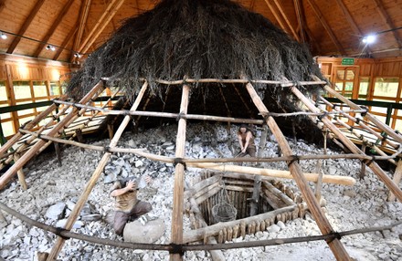 Reconstruction Prehistoric Striped Flint Mining On Editorial Stock ...