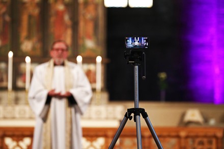 Live Broadcast Almost Empty Church During Editorial Stock Photo - Stock ...