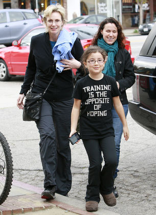 Jane Lynch, wife Lara Embry and Haden Collette Ryan-Embry out and about ...
