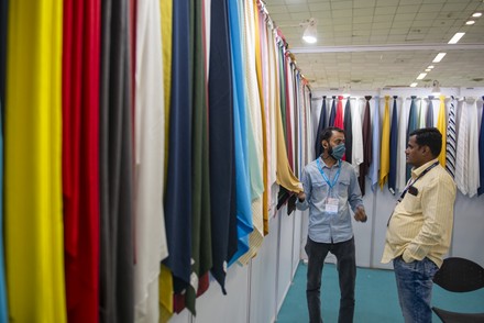Salesman Seen Showing Fabric Buyer Stall Editorial Stock Photo - Stock ...
