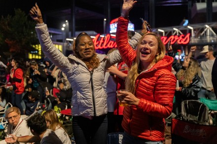 Atlanta Braves Fans Watch Celebrate Their Editorial Stock Photo - Stock ...