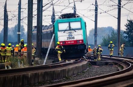 Fire on high-speed train, Maasdam, The Netherlands - 25 Oct 2021 Stock ...