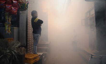 Man Seen Amid Fumigation Fog During Editorial Stock Photo - Stock Image ...