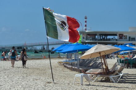 Mexican National Flag Seen On Beach Editorial Stock Photo - Stock Image ...