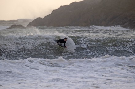 Surfers Enjoying Waves Langland Bay Swansea Editorial Stock Photo ...