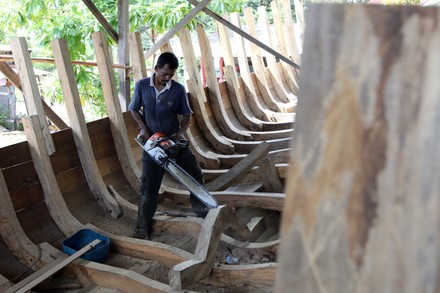 Traditional Boat Maker Works On Boat Editorial Stock Photo - Stock ...