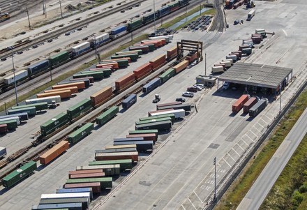 Aerial Photo Made Drone Shows Intermodal Editorial Stock Photo - Stock ...