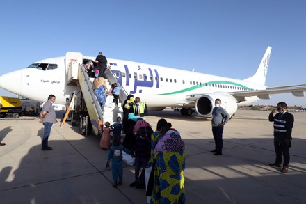 Illegal Immigrants Queue Board Plane Misurata Editorial Stock Photo ...