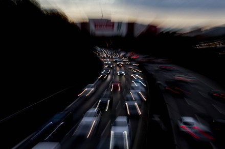 Slow Shutter Speed Image Shows Cars Editorial Stock Photo - Stock Image ...