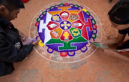Composite Picture Shows Mandalas Created By Editorial Stock Photo ...