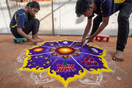 Composite Picture Shows Mandalas Created By Editorial Stock Photo ...
