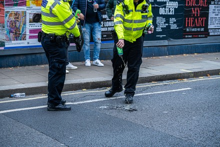 Police Officers Confiscate Beer Cans Football Editorial Stock Photo ...
