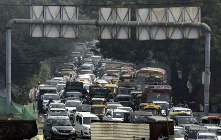 View Huge Traffic Jam Due Construction Editorial Stock Photo - Stock ...